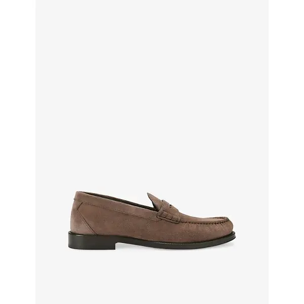 Brunello Cucinelli Ruched Suede Penny Loafers