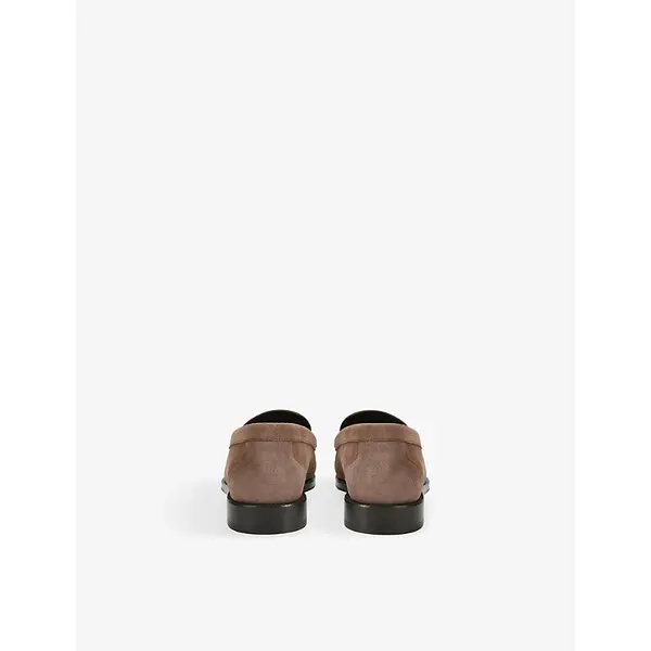 Brunello Cucinelli Ruched Suede Penny Loafers