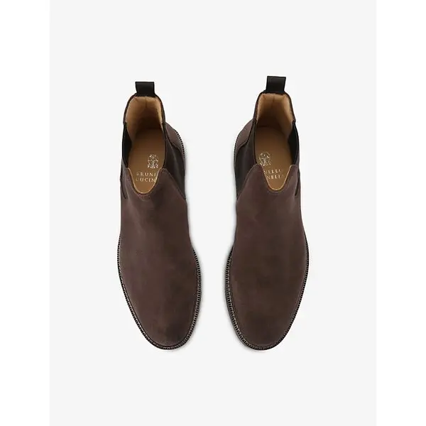 Brunello Cucinelli Tapered Suede Chelsea Boots - Dark Brown