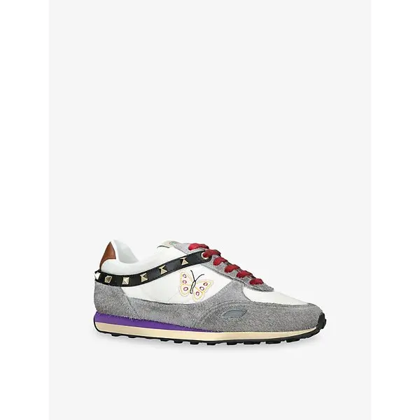Valentino Garavani Stud Up Leather And Nylon Trainers