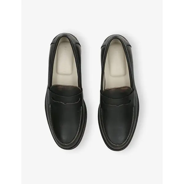 DUKE + DEXTER Wilde Distressed Leather Penny Loafers