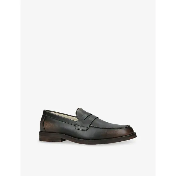 DUKE + DEXTER Wilde Distressed Leather Penny Loafers