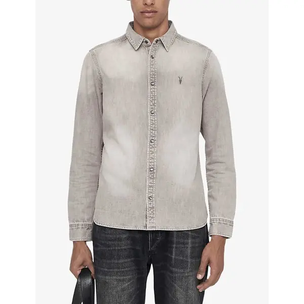 ALLSAINTS Gleason Logo-embroidered Denim Shirt