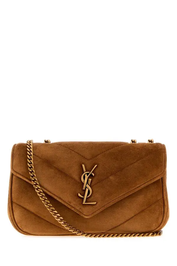 Saint Laurent Mini Loulou Suede Shoulder Handbag - Camel