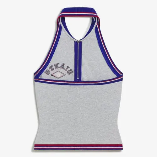 OFF SEASON New York Giants Collared Halter Top - Heather Gray