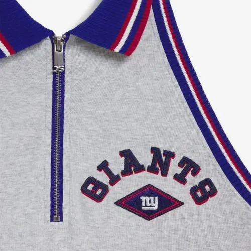 OFF SEASON New York Giants Collared Halter Top - Heather Gray