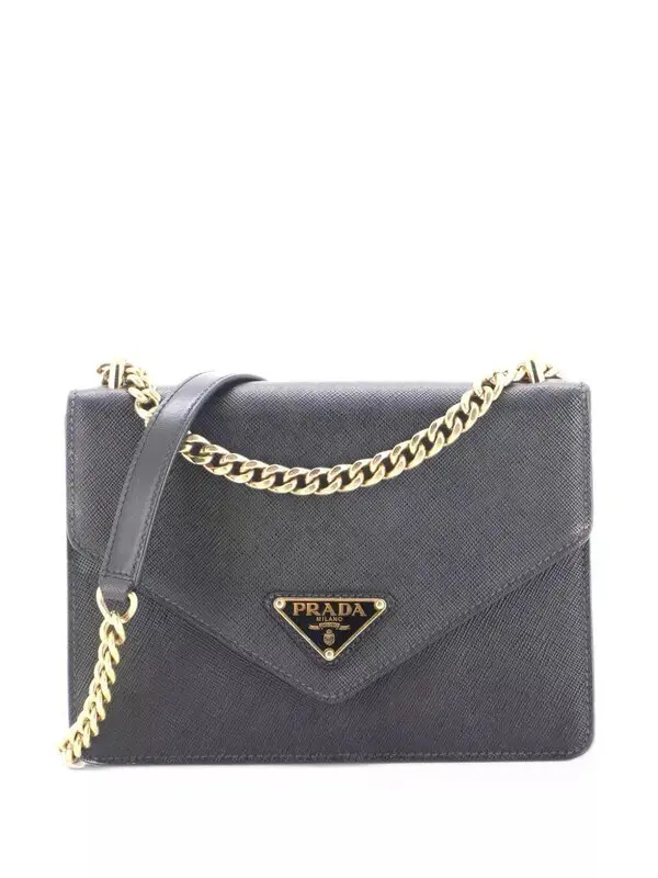 Prada Envelope Flap Chain Shoulder Bag Saffiano Leather Small Crossbody Bag