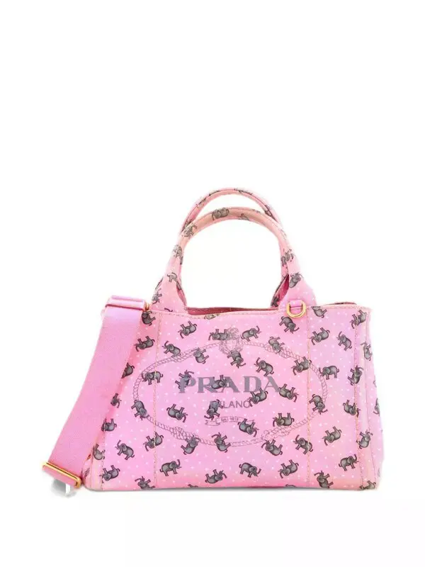 Prada Canapa Convertible Printed Canvas Mini Tote Bag