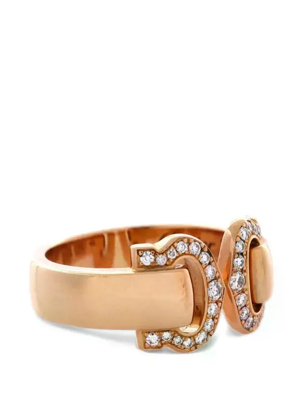 Cartier Vintage C De 18k Rose Gold With Diamonds Ring