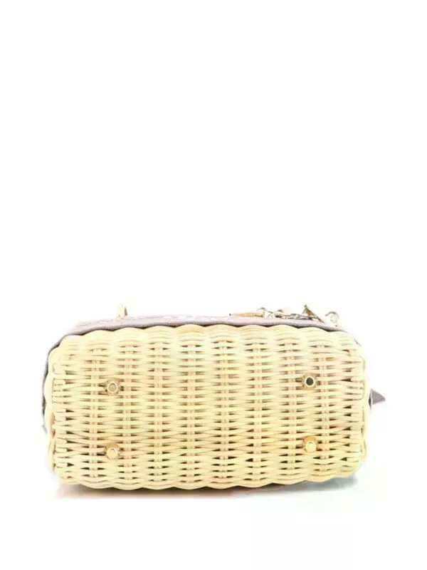 Dior Lady Bag Wicker And Oblique Canvas Mini Tote Bag