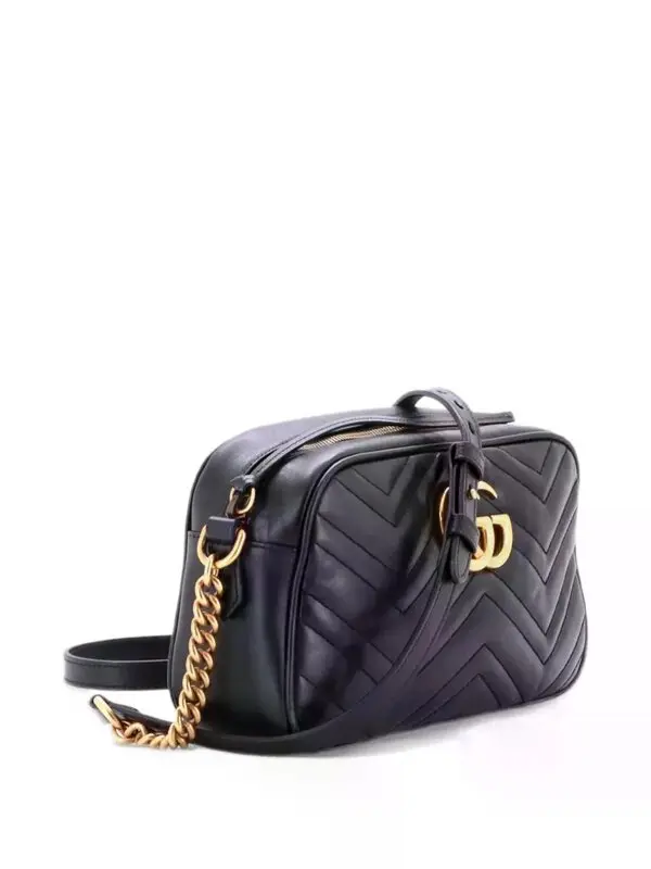 Gucci Gg Marmont Shoulder Bag Matelasse Leather Small Crossbody Bag - Black