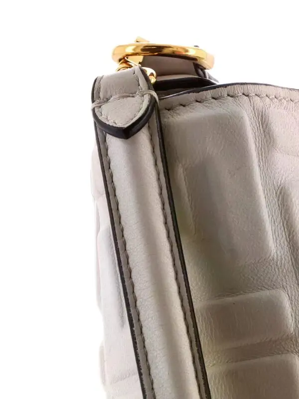 Fendi Baguette Nm Bag Zucca Embossed Leather Mini Crossbody Bag