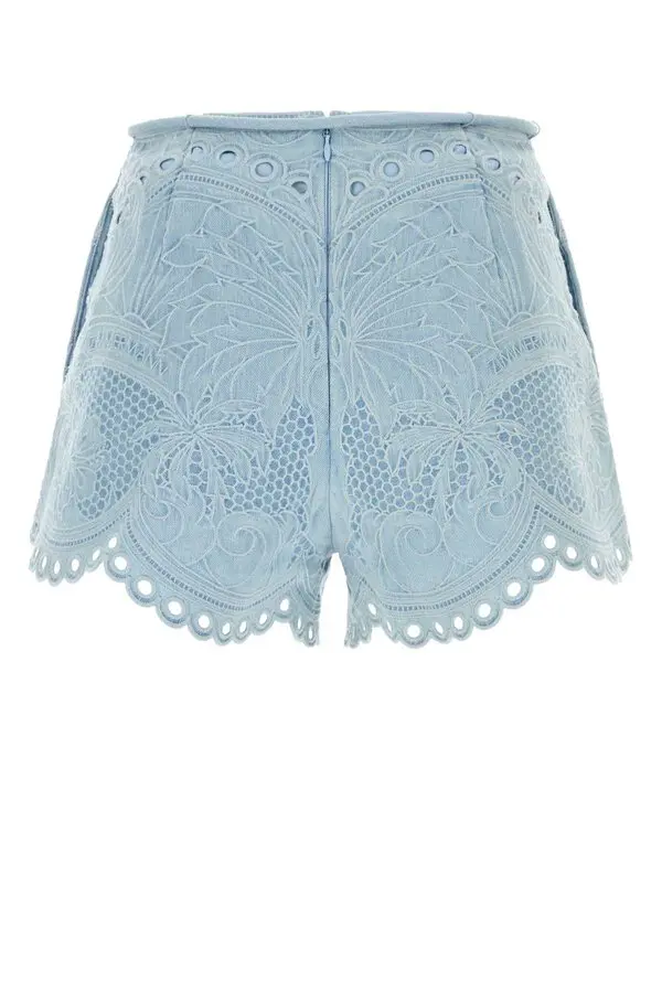Zimmermann Embroidered Denim Shorts