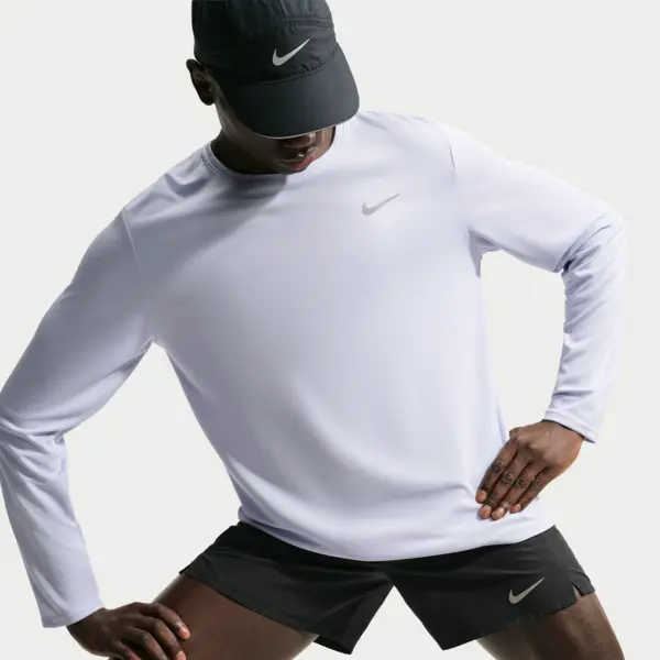 Nike Miler Dri-fit Long-sleeve Running Top - Grey