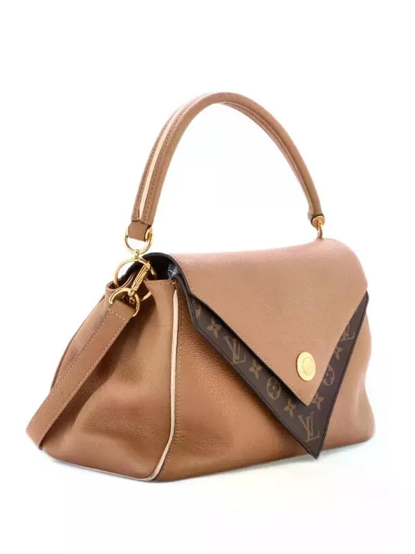 LOUIS VUITTON Double V Handbag Calfskin With Monogram Canvas Satchel - Brown