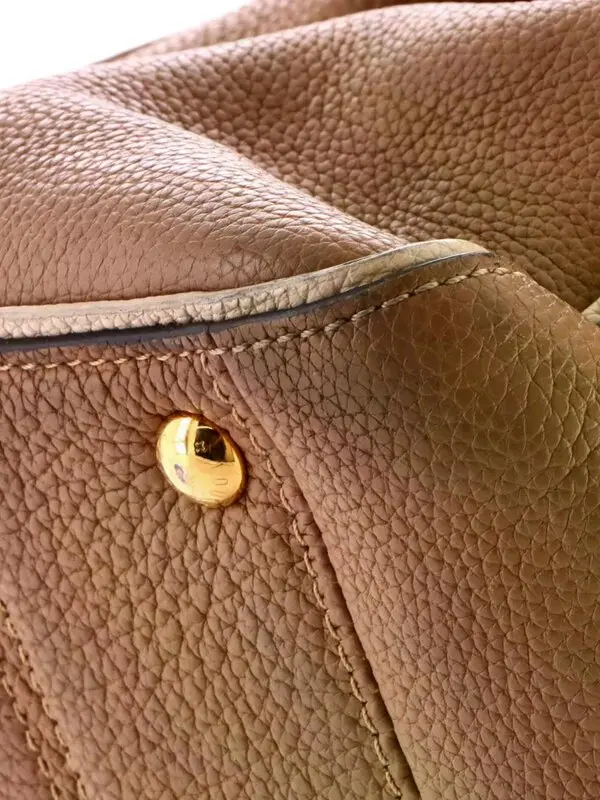 LOUIS VUITTON Double V Handbag Calfskin With Monogram Canvas Satchel - Brown