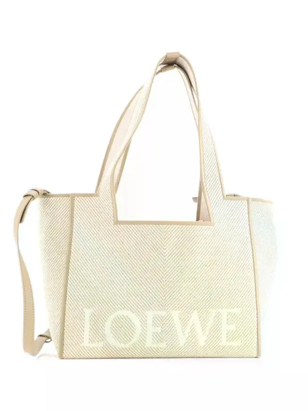 Loewe Paula's Ibiza Logo Convertible Canvas Medium Tote Bag - Neutrals