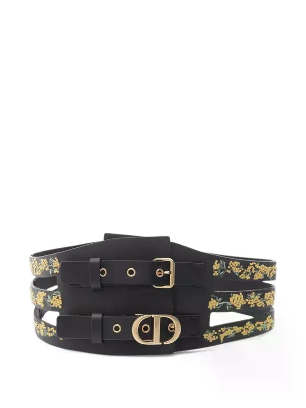 Dior 2010 Cd Logo Flower Belt - Black