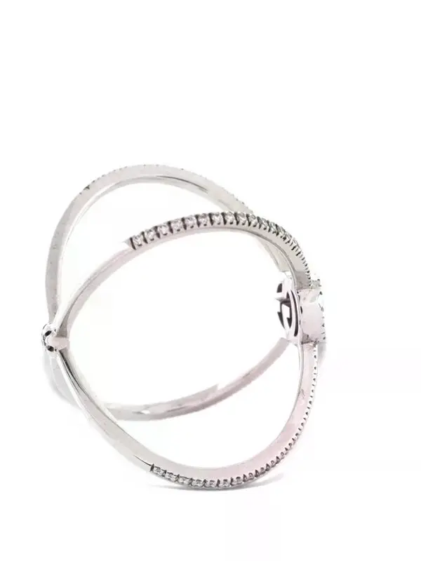 Gucci Gg Running Cross 18k White Gold And Pave Diamonds Ring