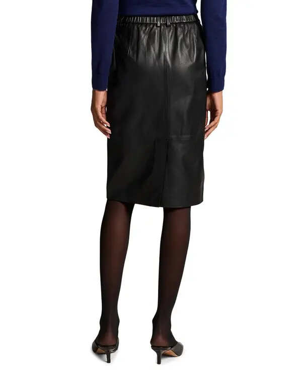 Vince Leather Paperbag Waist Skirt