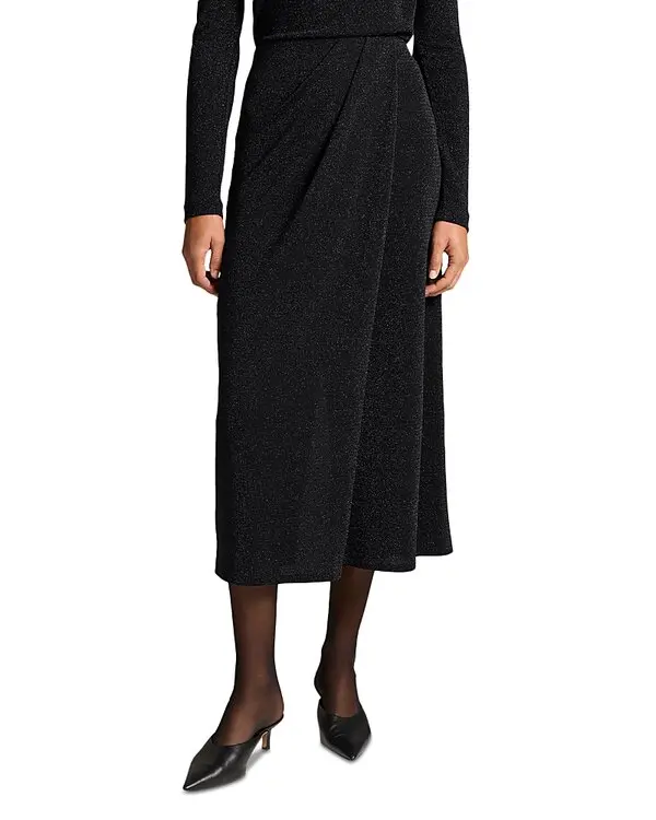Vince Metallic Draped Skirt - Midnight