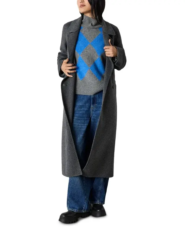 Whistles Wool Argyle Round Neck Sweater