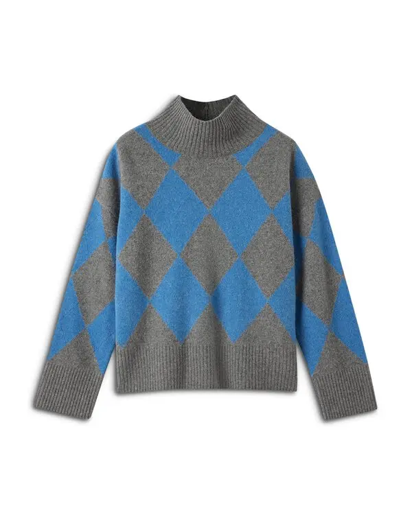 Whistles Wool Argyle Round Neck Sweater