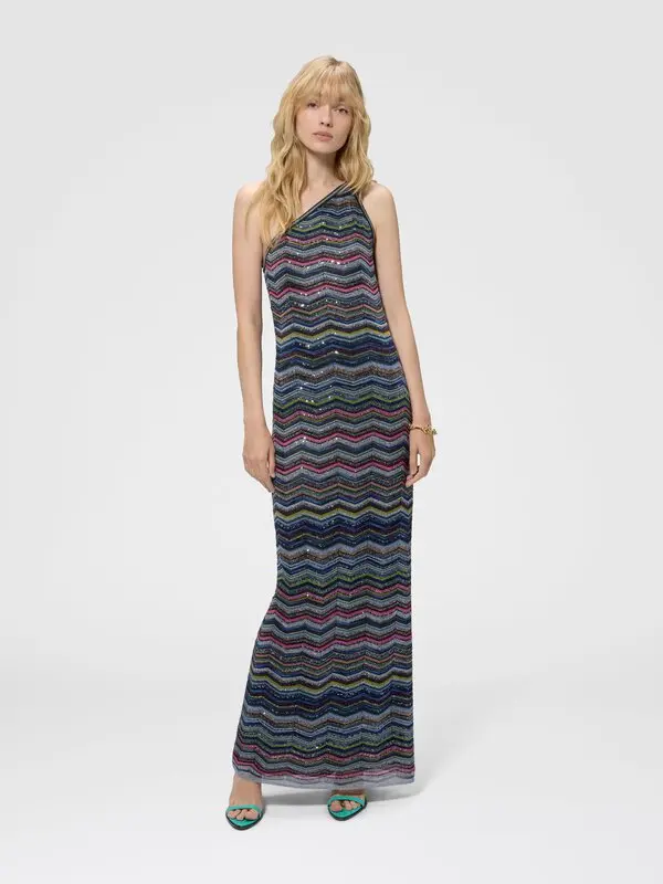Missoni One-shoulder Long Dress With Sequins