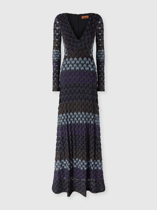 Missoni Long Viscose Lamé Dress With V-neck