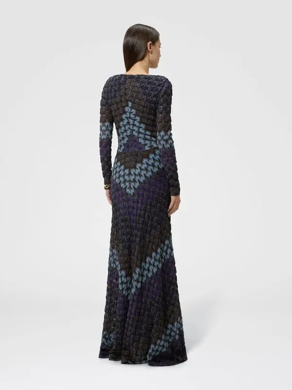 Missoni Long Viscose Lamé Dress With V-neck