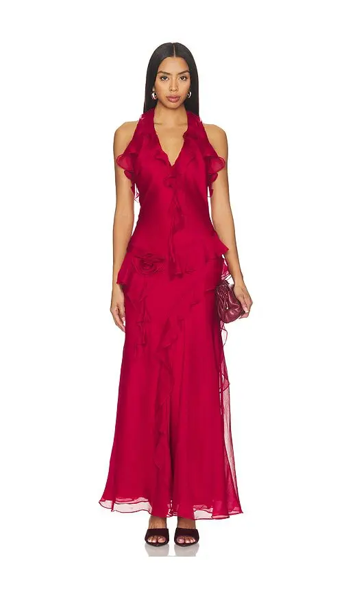 AMUR Lola Halter Gown In Red