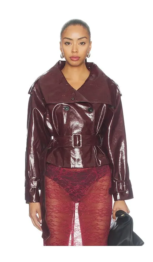 NONCHALANT LABEL Cassidy Jacket In Burgundy