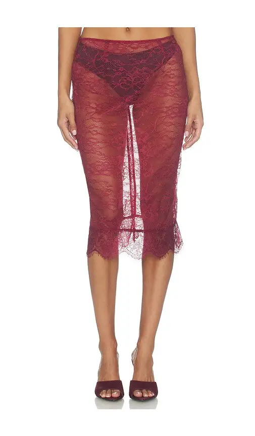 NONCHALANT LABEL Stella Midi Skirt In Red