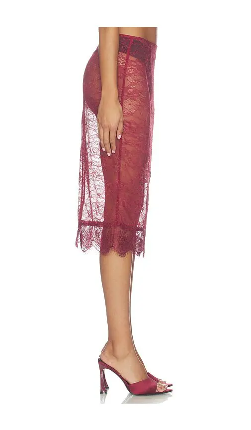 NONCHALANT LABEL Stella Midi Skirt In Red