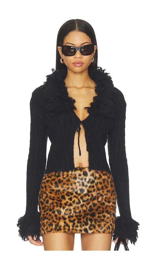Superdown Audryna Shaggy Cardigan - Black