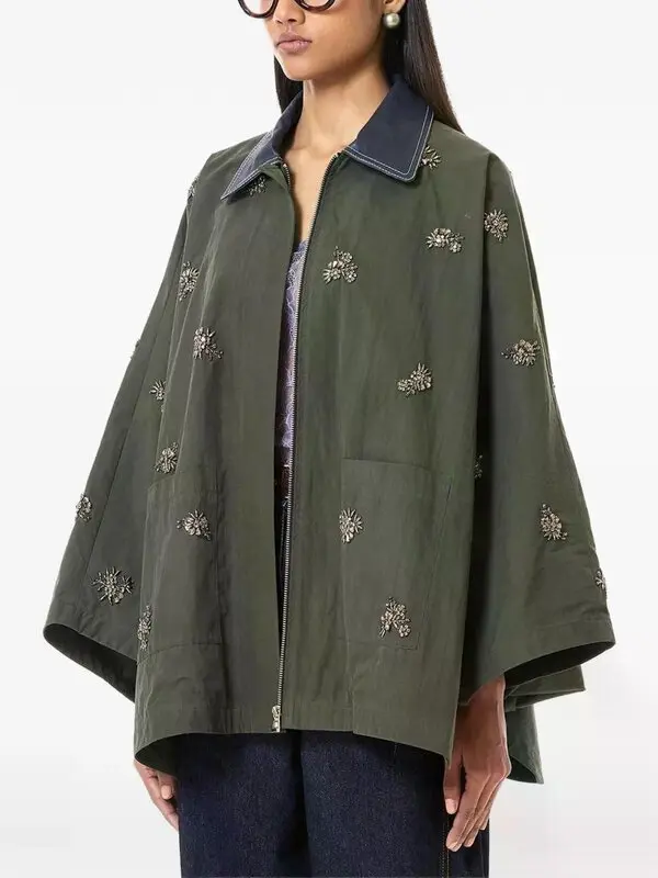 DHRUV KAPOOR Tent Bead-embellished Leather-collar Jacket