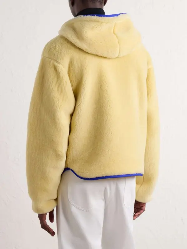 Celine Logo-appliquéd Wool-blend Fleece Hooded Jacket