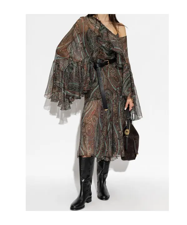 Etro Ruffled Paisley Dress