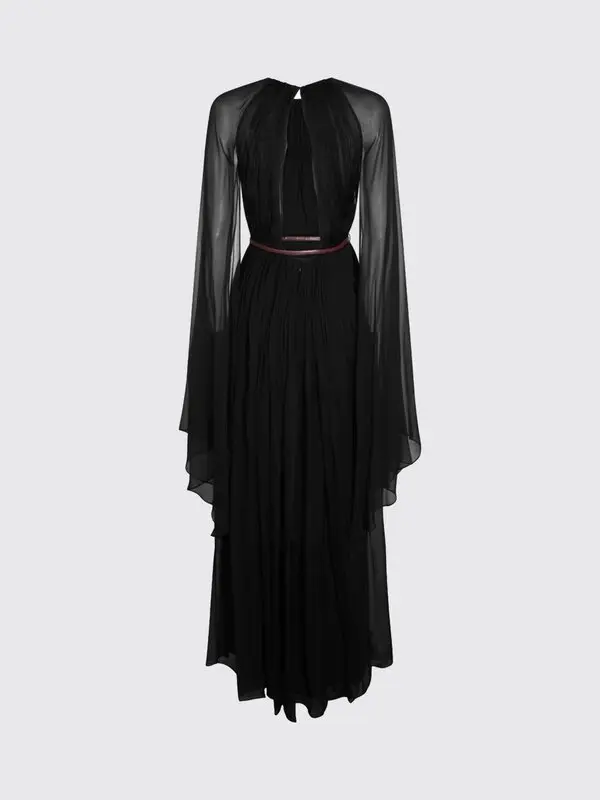 Max Mara Pleated Cape Maxi Dress