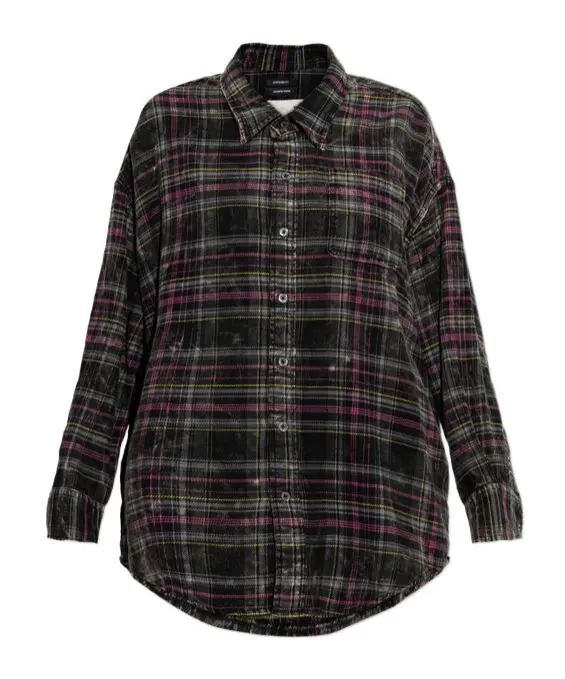 R13 Plaid-pattern Button-down Shirt