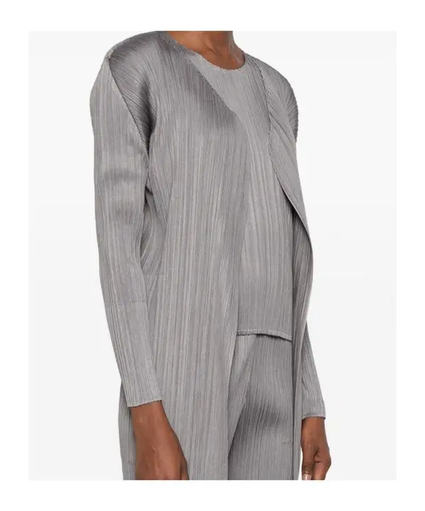 Issey Miyake Pleated Long Cardigan