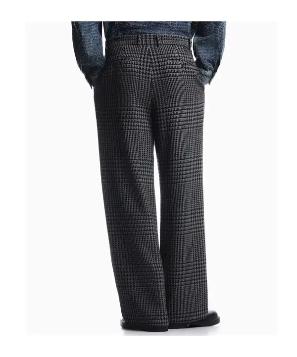 Emporio Armani High-waisted Pleated Trousers With A Houndstooth Pattern