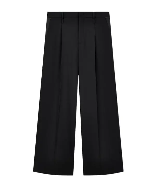 Emporio Armani Pleated Wide-leg Trousers With A High Waist And Belt Loops - Black