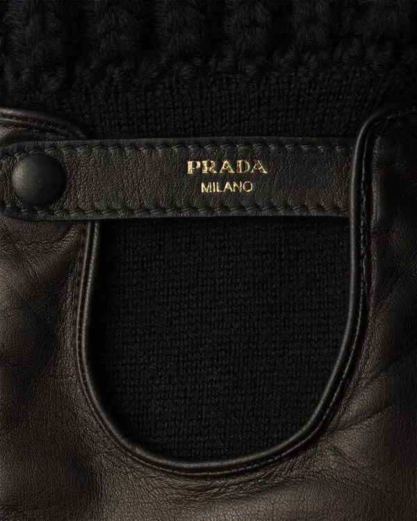 Prada Nappa Leather And Knit Gloves
