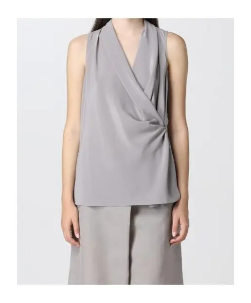 Giorgio Armani Silk Sleeveless Wrap Blouse