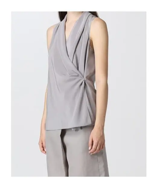 Giorgio Armani Silk Sleeveless Wrap Blouse