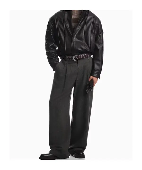 Emporio Armani Tailored Trousers In Wool Blend With Herringbone Pattern