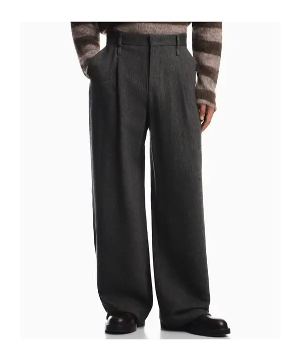 Emporio Armani Tailored Trousers In Wool Blend With Herringbone Pattern