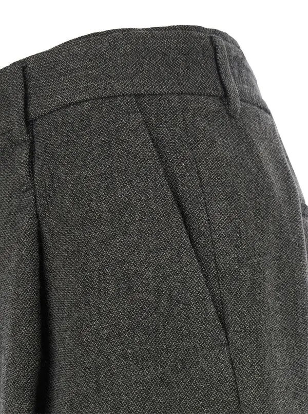 Emporio Armani Tailored Trousers In Wool Blend With Herringbone Pattern