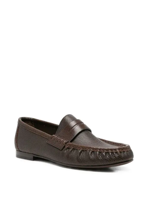Brunello Cucinelli Reptile-effect Leather Loafers